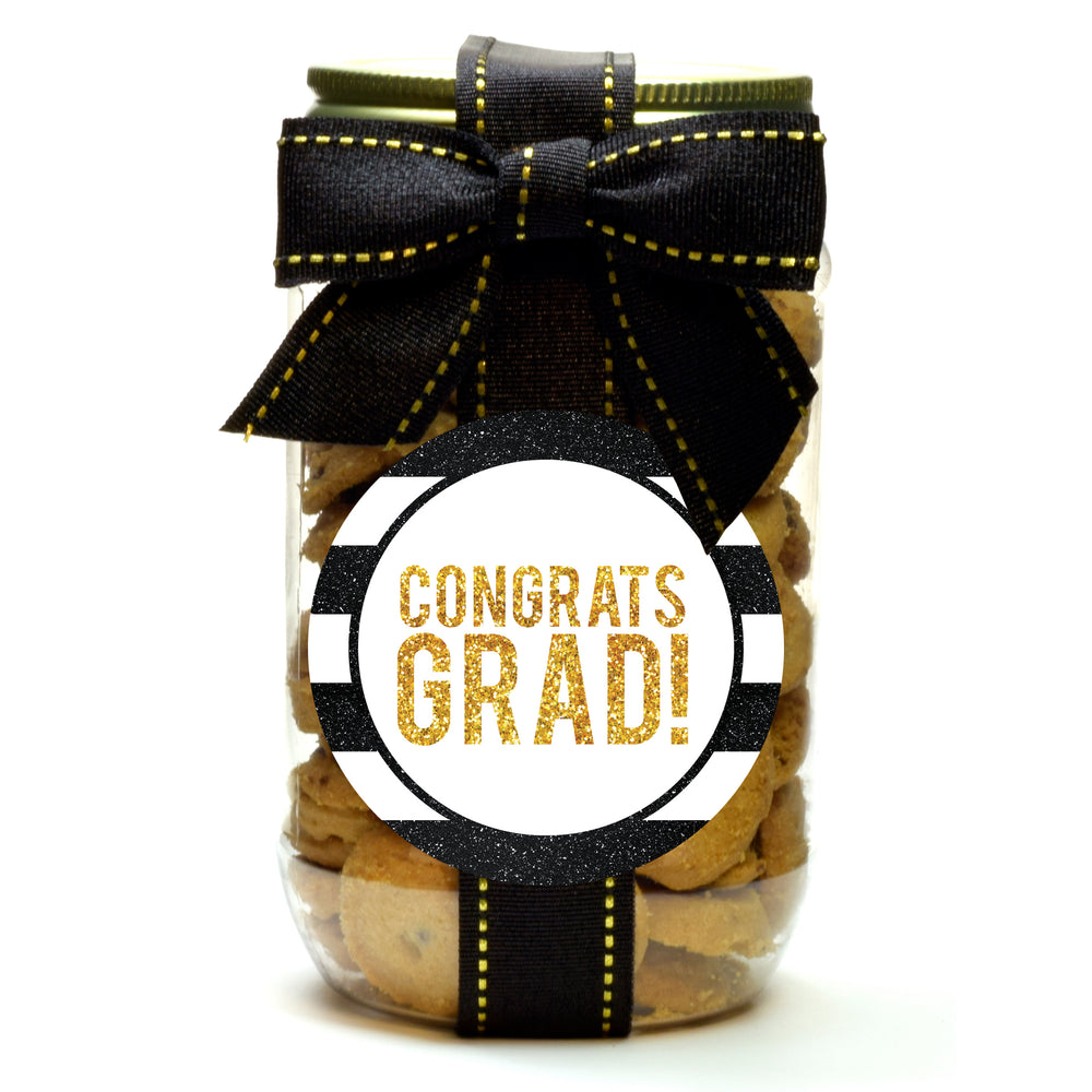 Graduation, Congrats Grad!, Black and Gold Stripe - CGBG – Oh Sugar! Sweets